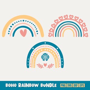 Boho Rainbow Svg, Cute Rainbow Svg, Boho Rainbow Png, Boho Rainbow With ...