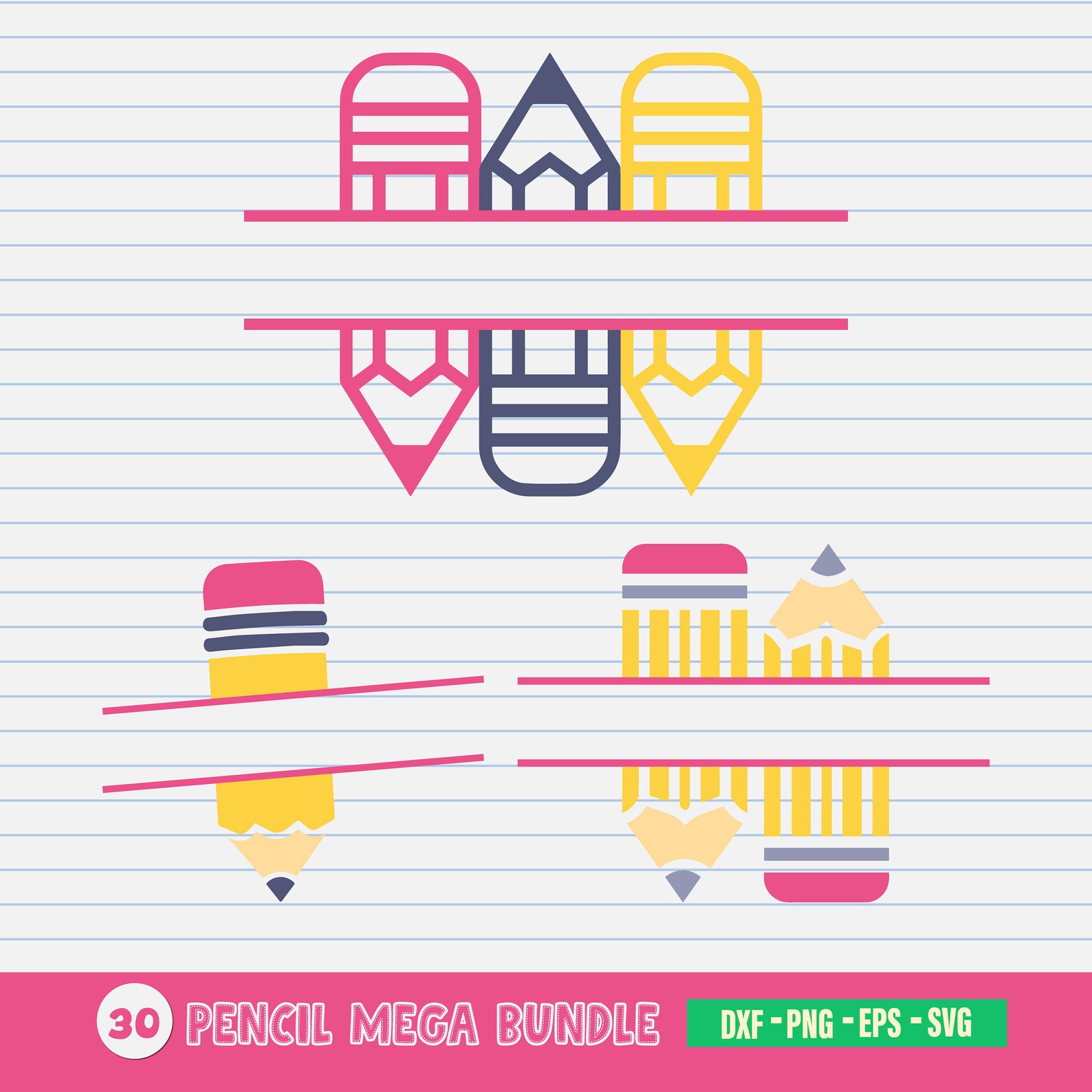 Pencil SVG Bundle, School Clipart (digital Download) - Etsy