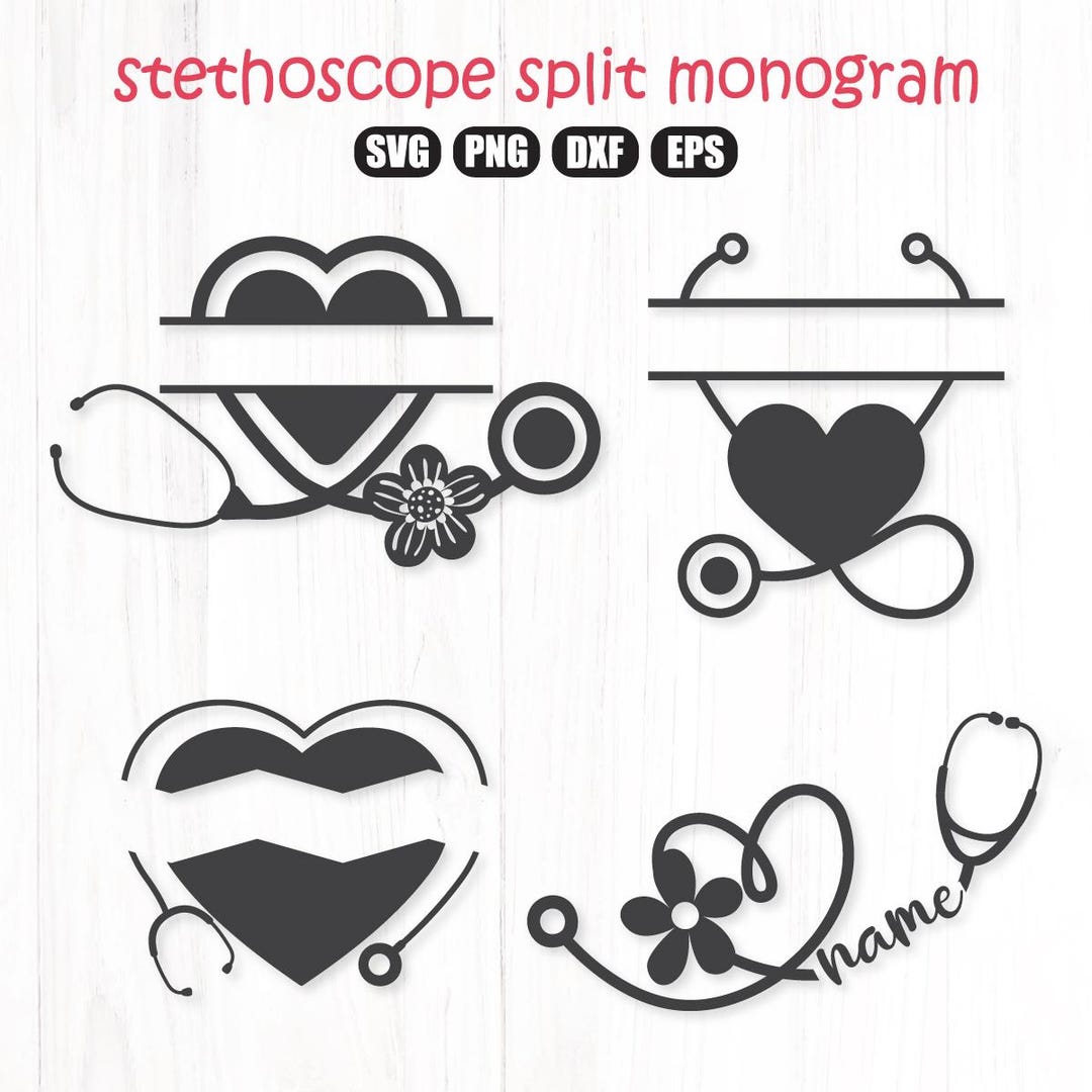 Floral Stethoscope Split Monogram SVG, Nurse Gift (digital Download) - Etsy