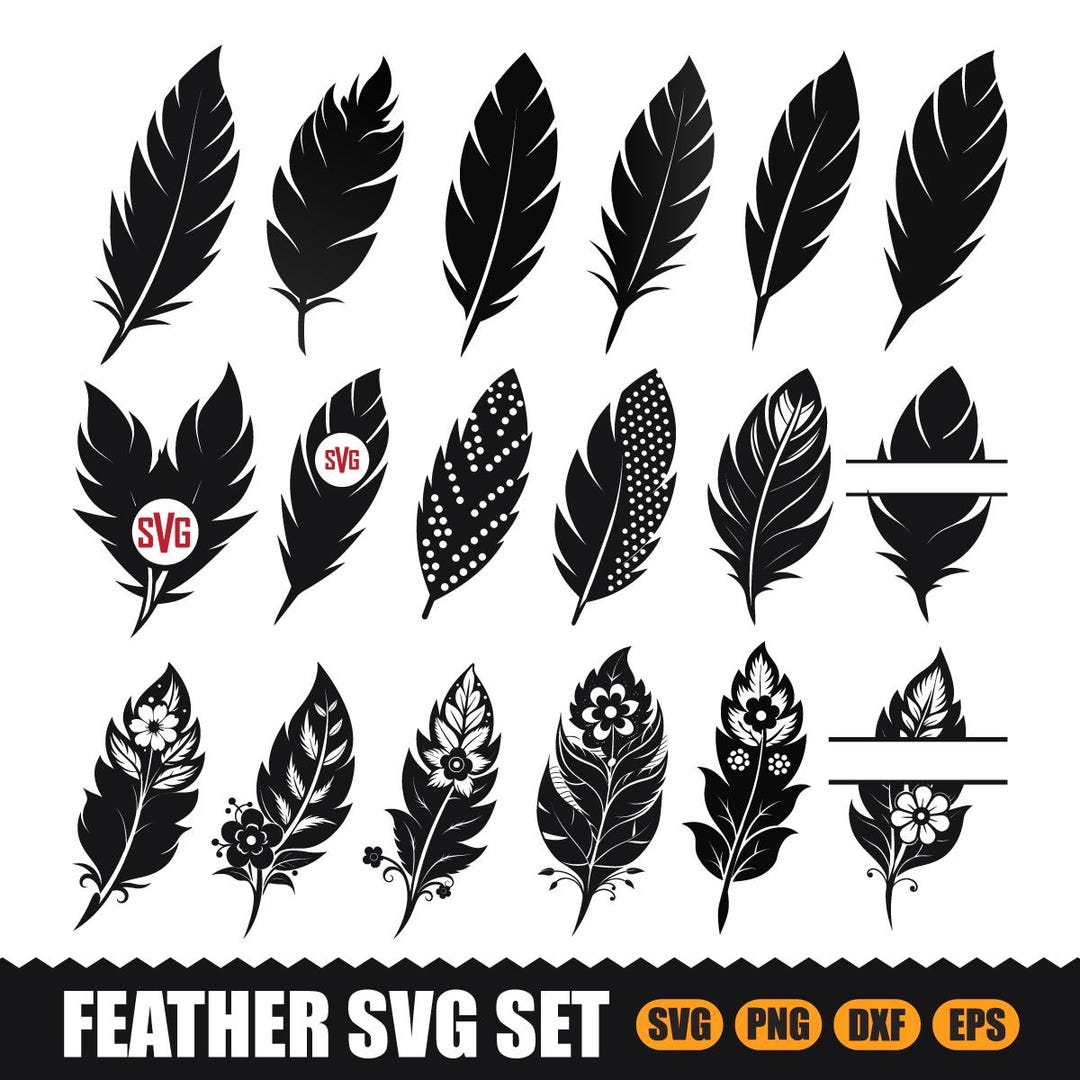 Feather SVG Bundle, Feather SVG, Feather PNG, Feather Silhouette ...