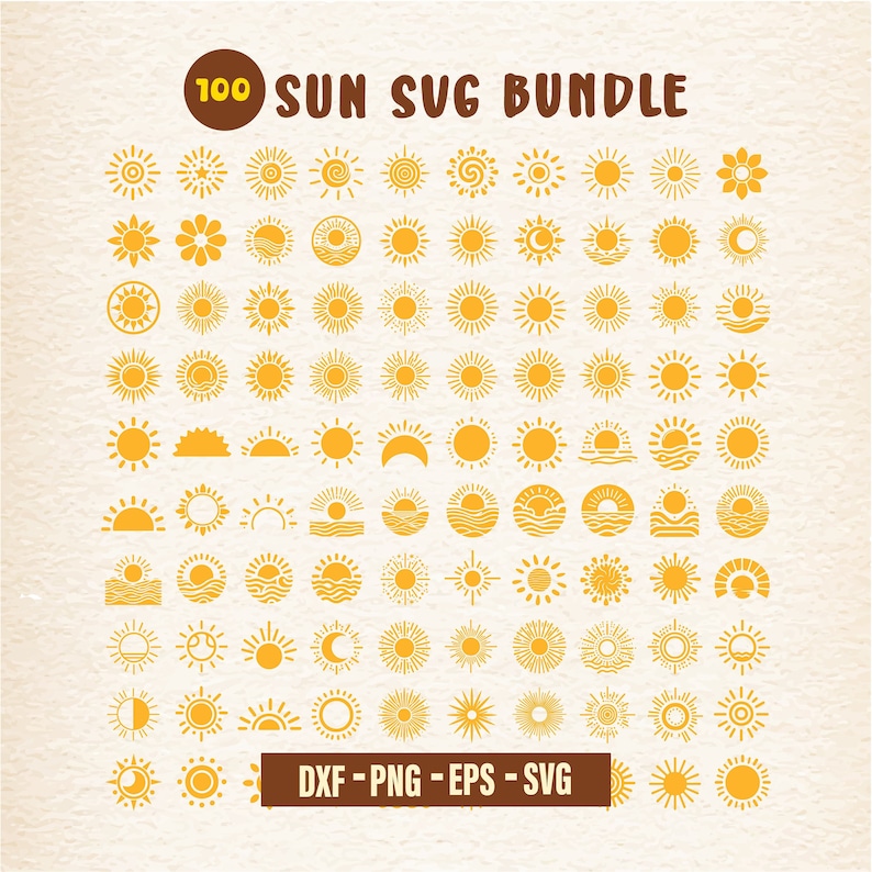 100 Sun SVG Bundle, Sun Cut File, Sun Vector, Sun Clipart, Sunshine Svg ...