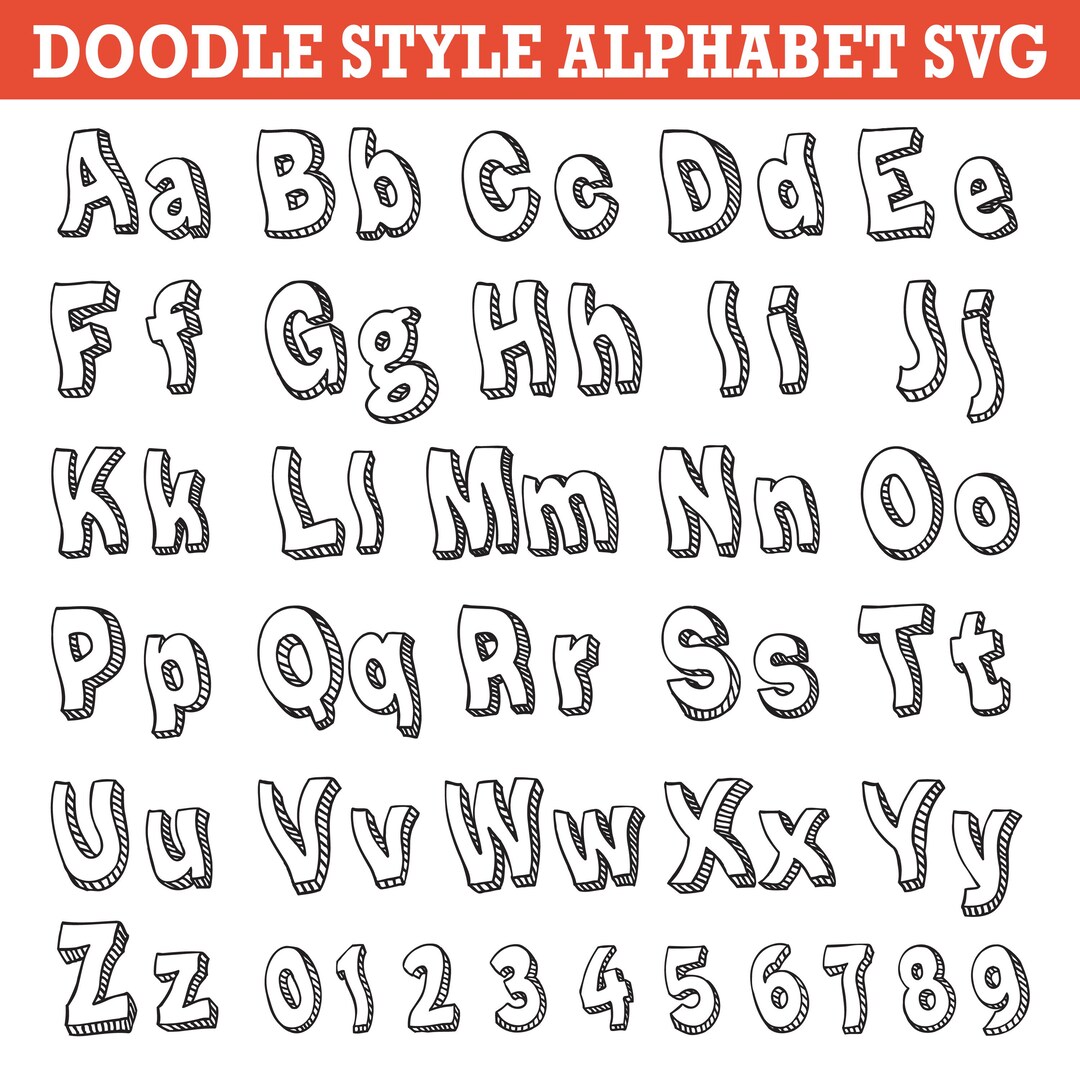 Doodle Alphabet SVG and Numbers Bundle (digital Download) - Etsy UK