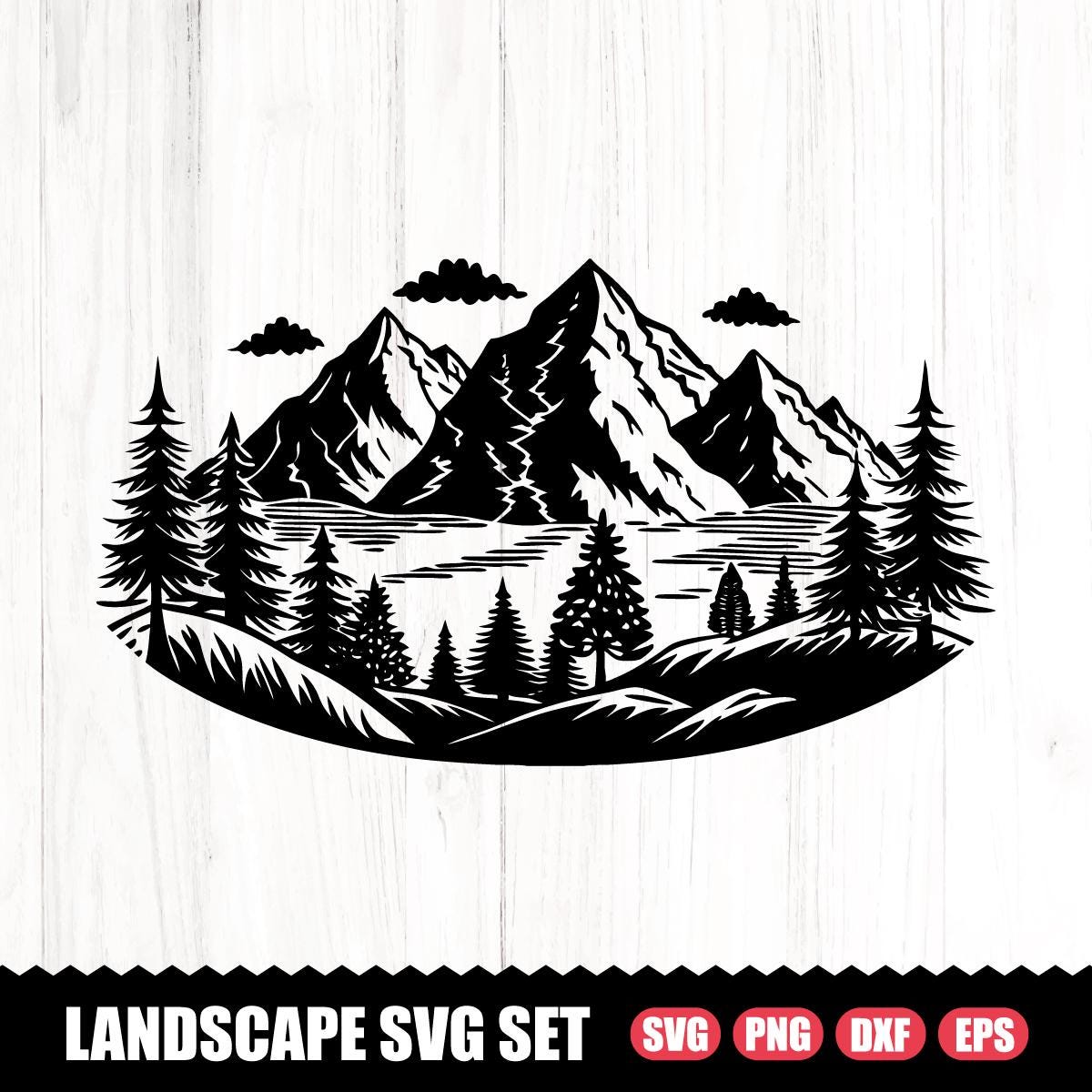 Forest Scene SVG, Forest Landscape SVG, Mountain Scene SVG, Landscape ...