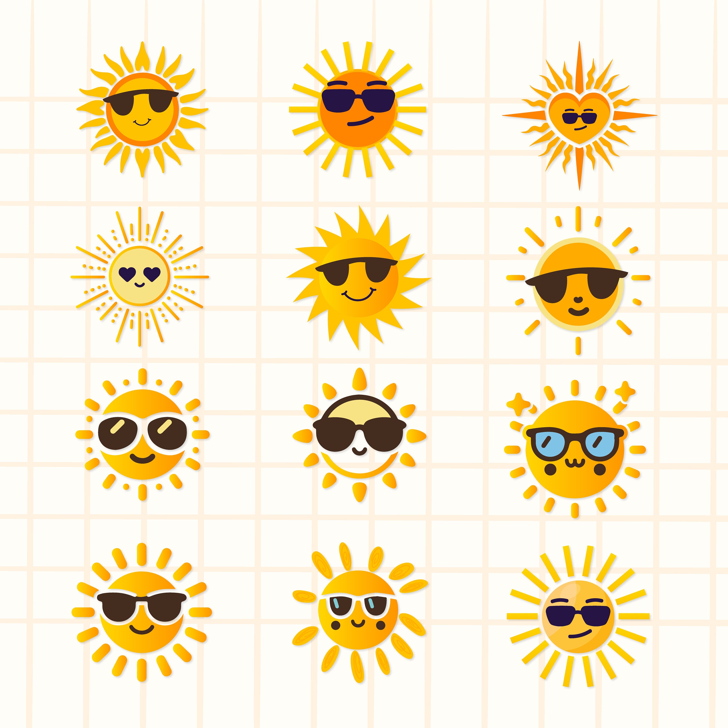 Cute Sun Clipart, Cute Sun Svg, Happy Cute Sun, Summer Smile Face, Sun ...