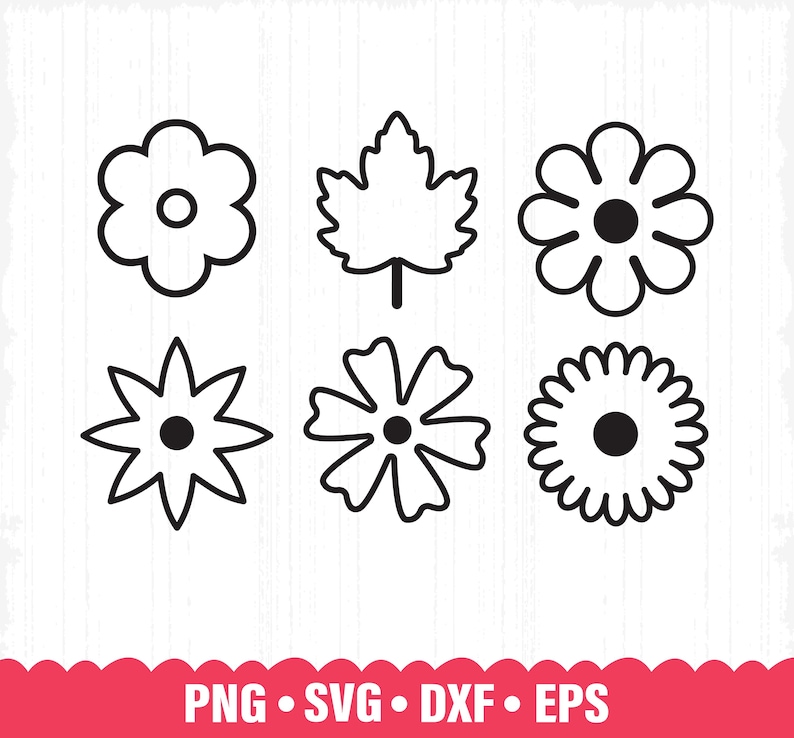 Flower Outline SVG Bundle, Floral Cutting Files (digital Download) - Etsy