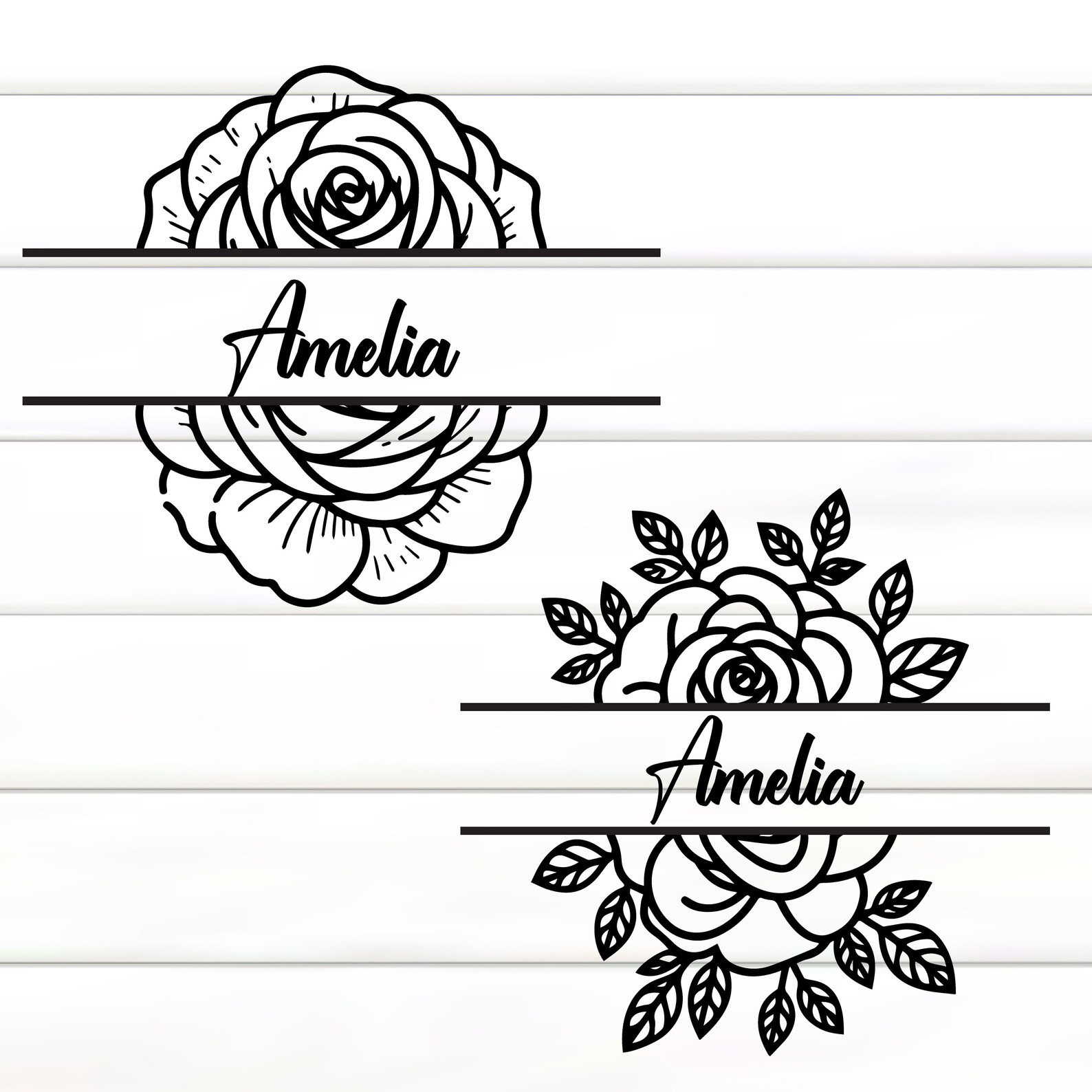 Rose Name Frame Svg, Custom Flower Svg, Rose Birth Flower, Flower Frame ...