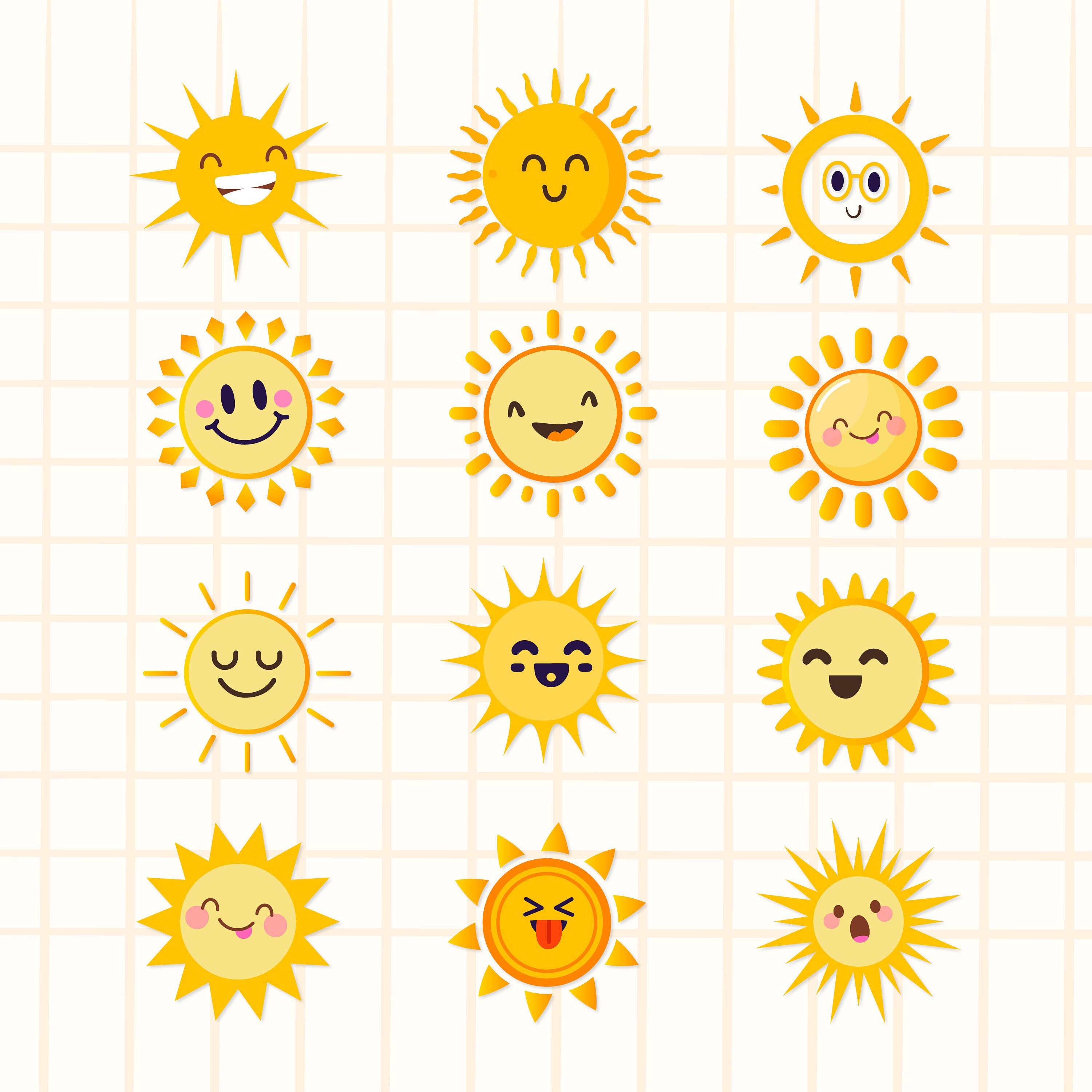 Cute Sun Clipart, Cute Sun Svg, Happy Cute Sun, Summer Smile Face, Sun ...