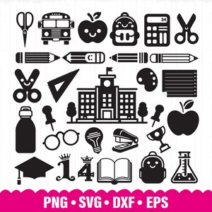 School Svg Bundle, Back to School Svg, Cute School Supplies, School ...