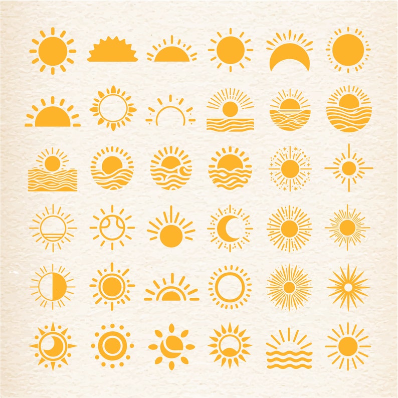 100 Sun SVG Bundle, Sun Cut File, Sun Vector, Sun Clipart, Sunshine Svg ...
