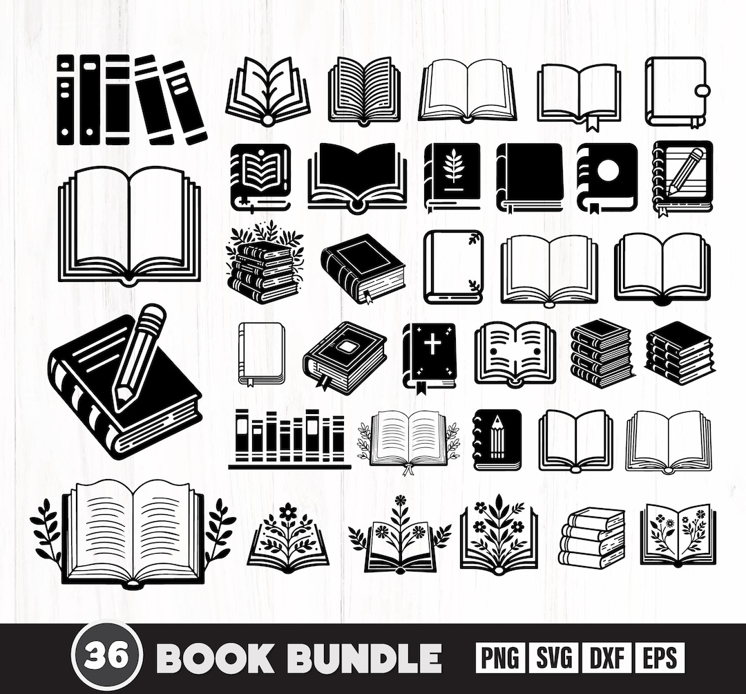 Books Svg Bundle, Floral Book Svg, Books Cut File, Open Book Svg, Books ...