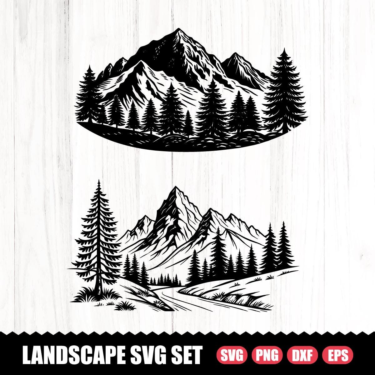 Forest Scene SVG, Forest Landscape SVG, Mountain Scene SVG, Landscape ...