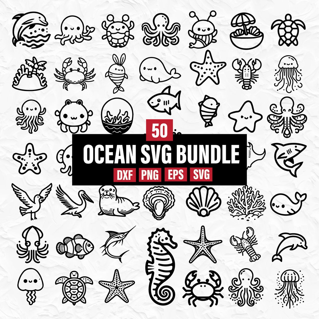 50 Ocean Animals Svg Bundle, Sea Animals SVG, Under the Sea Cut Files ...