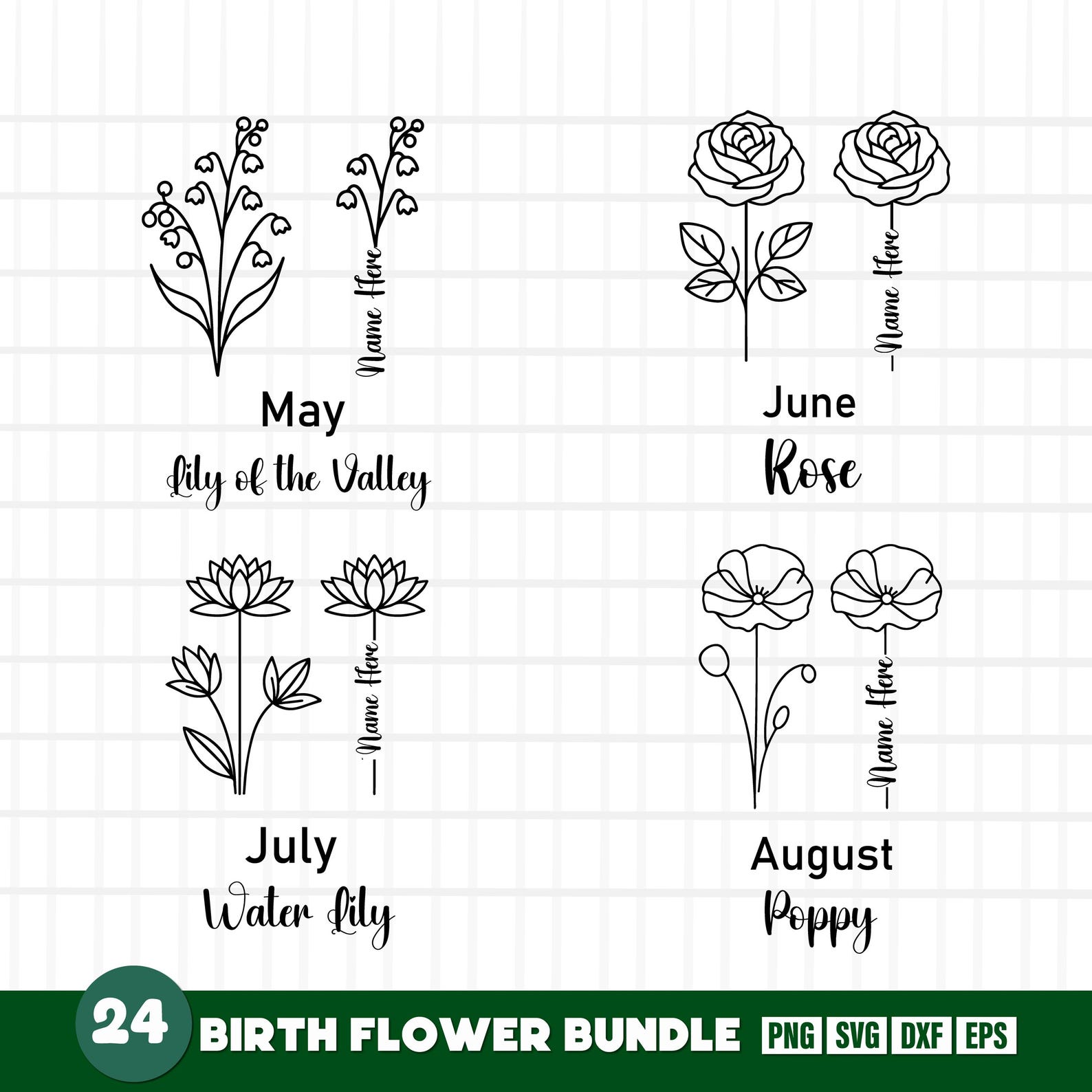 Birth Flowers Bundle, Birth Flower Svg, Birthmonth Svg, Birth Month Svg ...