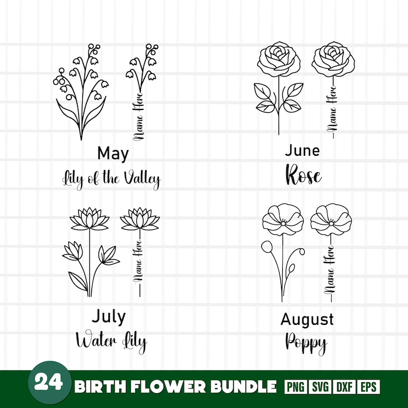 Birth Flowers Bundle, Birth Flower Svg, Birthmonth Svg, Birth Month Svg ...