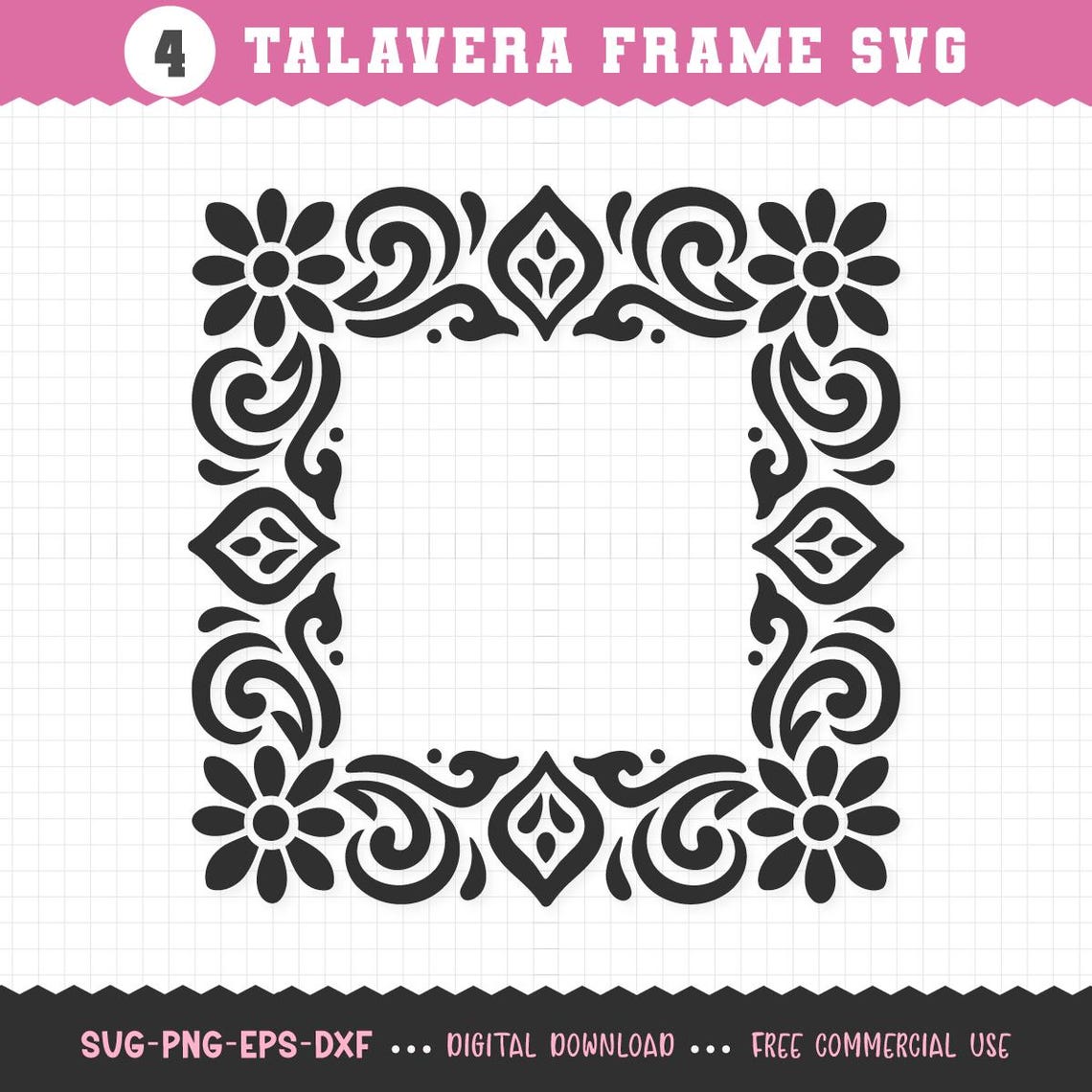 Talavera SVG, Talavera Inspired Decorative Frame SVG, Talavera PNG ...