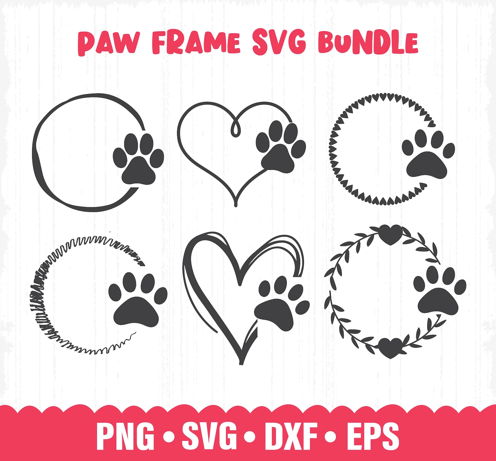 Paw Print Frame, Dog Frame Svg, Paw Prints Svg, Dog Paw Print Svg, Dog ...