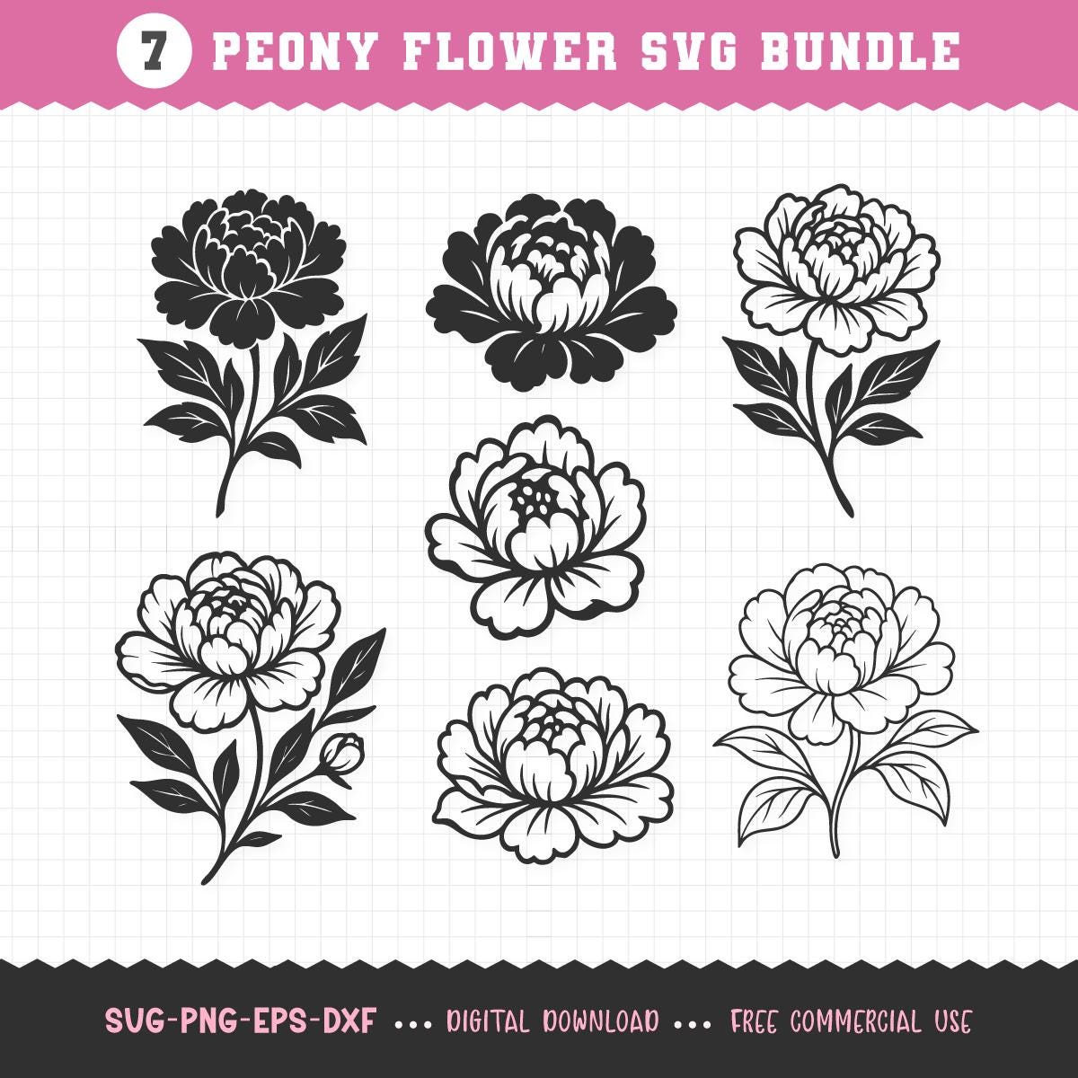 Peonies SVG, Peony SVG, Peony Flower SVG, Peony Png, Peony Cut File for ...
