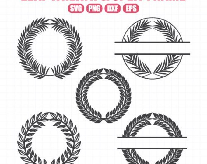 Split Wreath Svg, Floral Frame Svg, Split Monogram Frame Svg Bundle ...