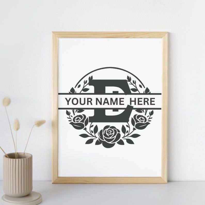 Floral Family Monogram SVG, Split Letter Name Frame (digital Download ...