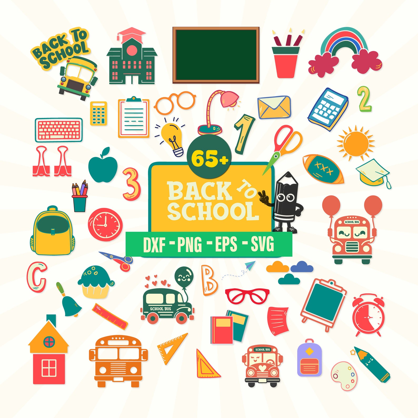 School Svg Bundle, Back to School Svg, Cute School Supplies, School ...