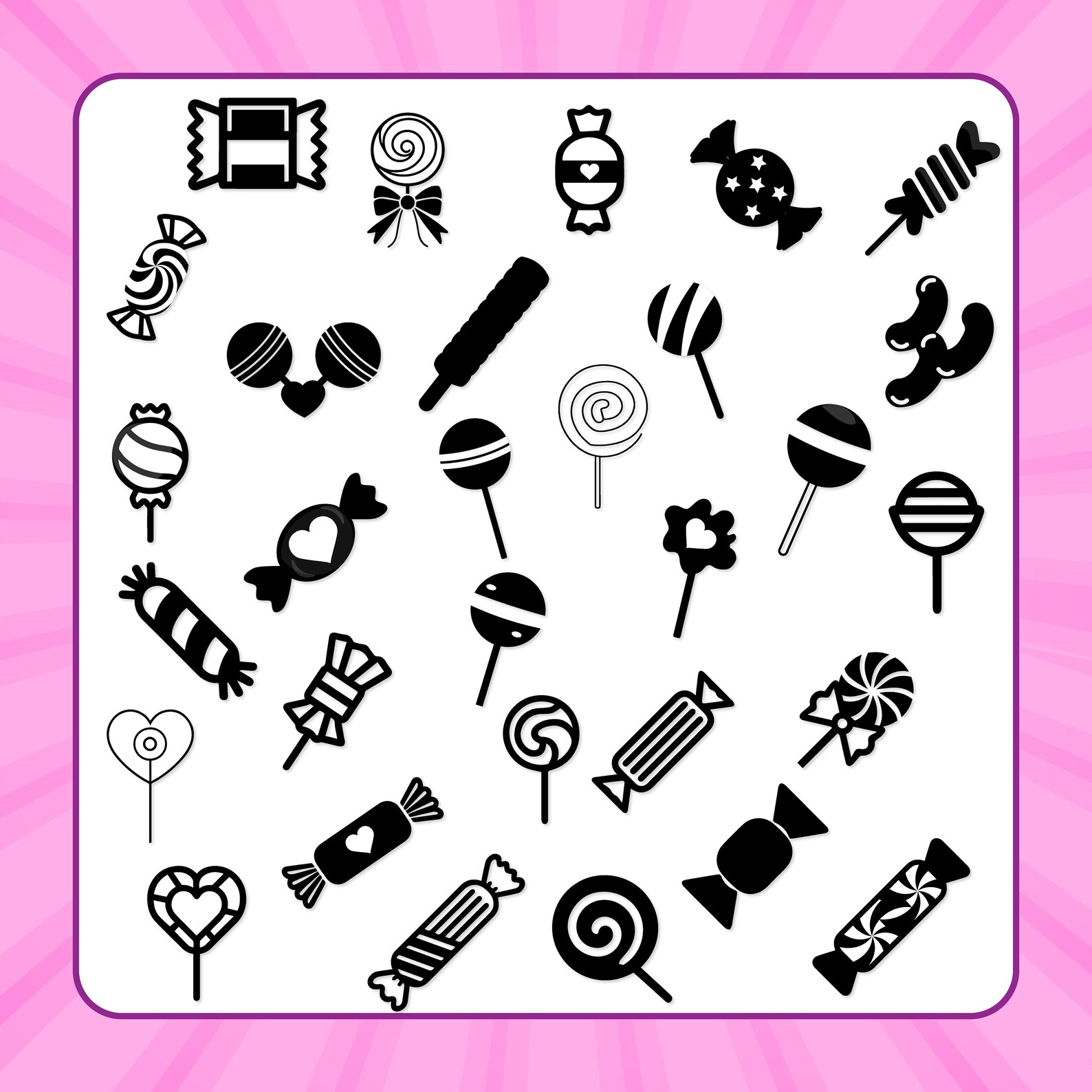 160 Candy Svg Bundle, Candy Clipart, Sweets Svg, Lollipops Svg ...