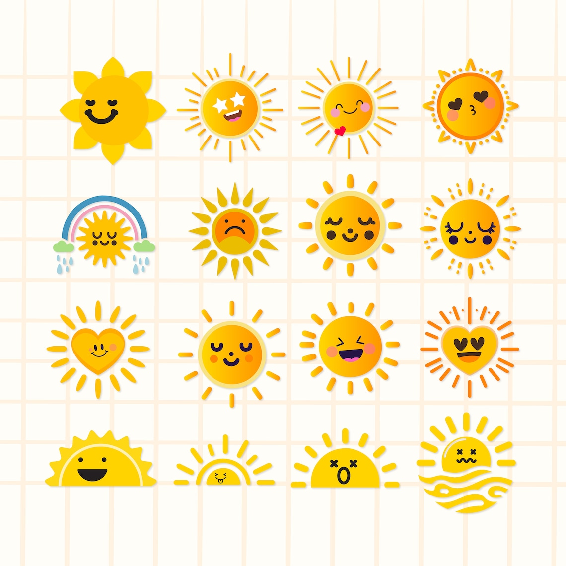 Cute Sun Clipart, Cute Sun Svg, Happy Cute Sun, Summer Smile Face, Sun ...
