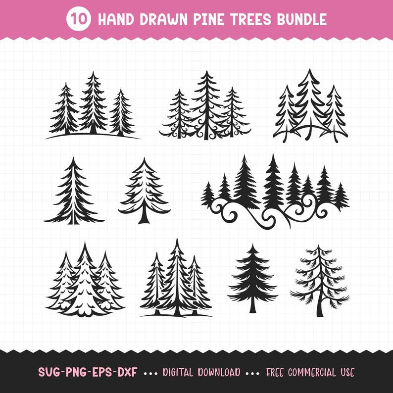 Pine Tree SVG, Treeline SVG, Pine Tree PNG, Evergreen Trees Svg ...