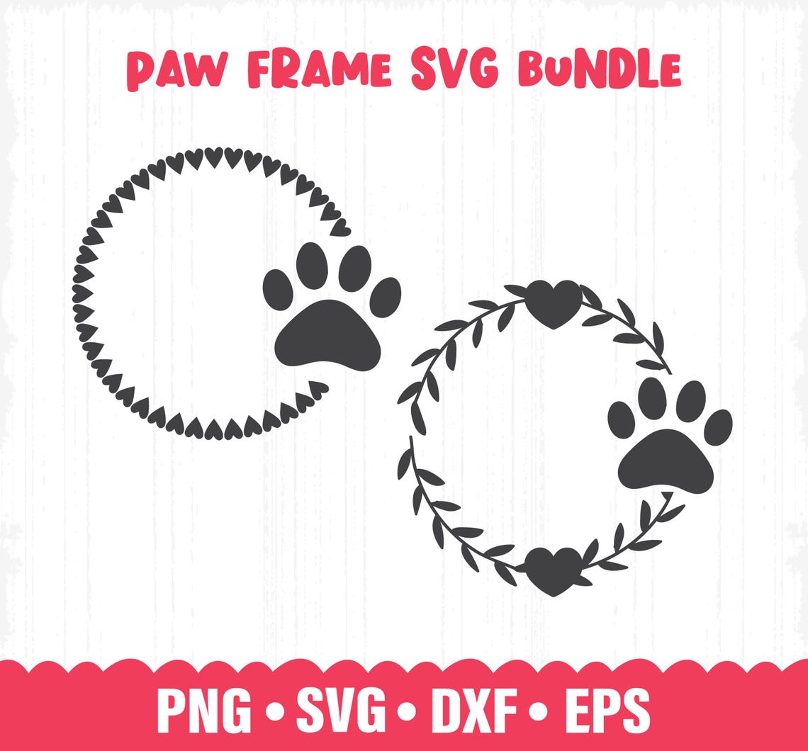 Paw Print Frame, Dog Frame Svg, Paw Prints Svg, Dog Paw Print Svg, Dog ...