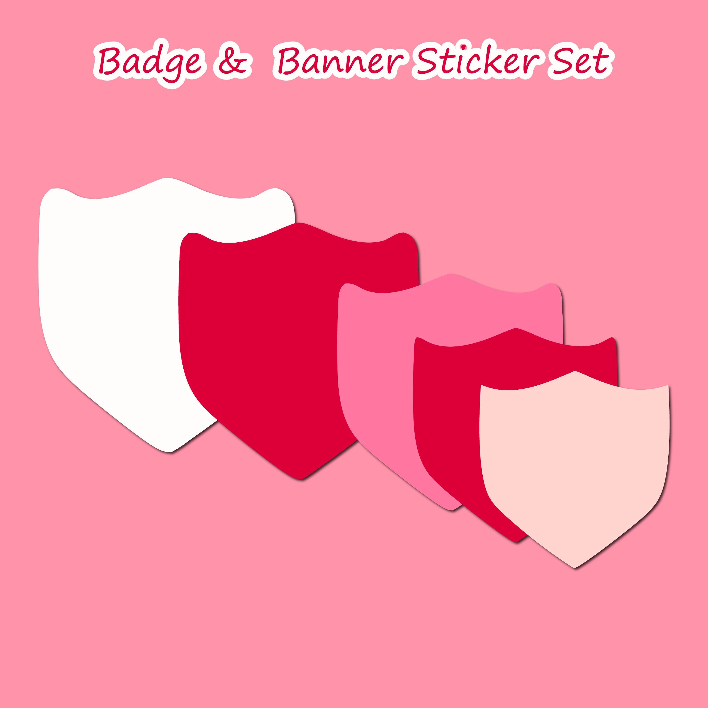 Pink Badge Banner Clipart Set, SVG, PNG, EPS, Vector Labels, Shield ...