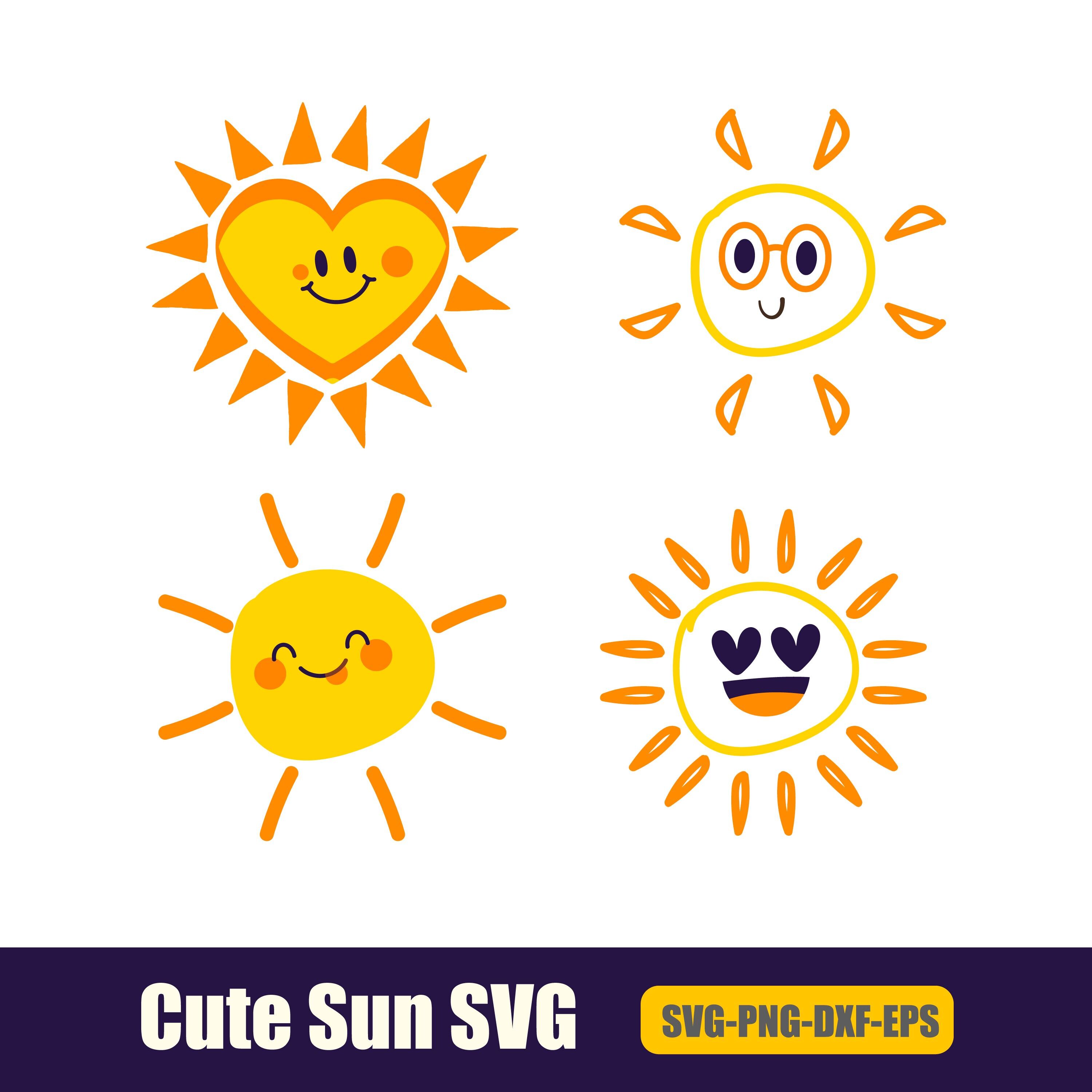 Cute Sun Clipart, Cute Sun Svg, Happy Cute Sun, Summer Smile Face, Sun ...