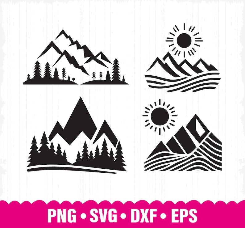 Mountain Scene SVG Bundle, Trees Silhouette Cut File (digital Download ...