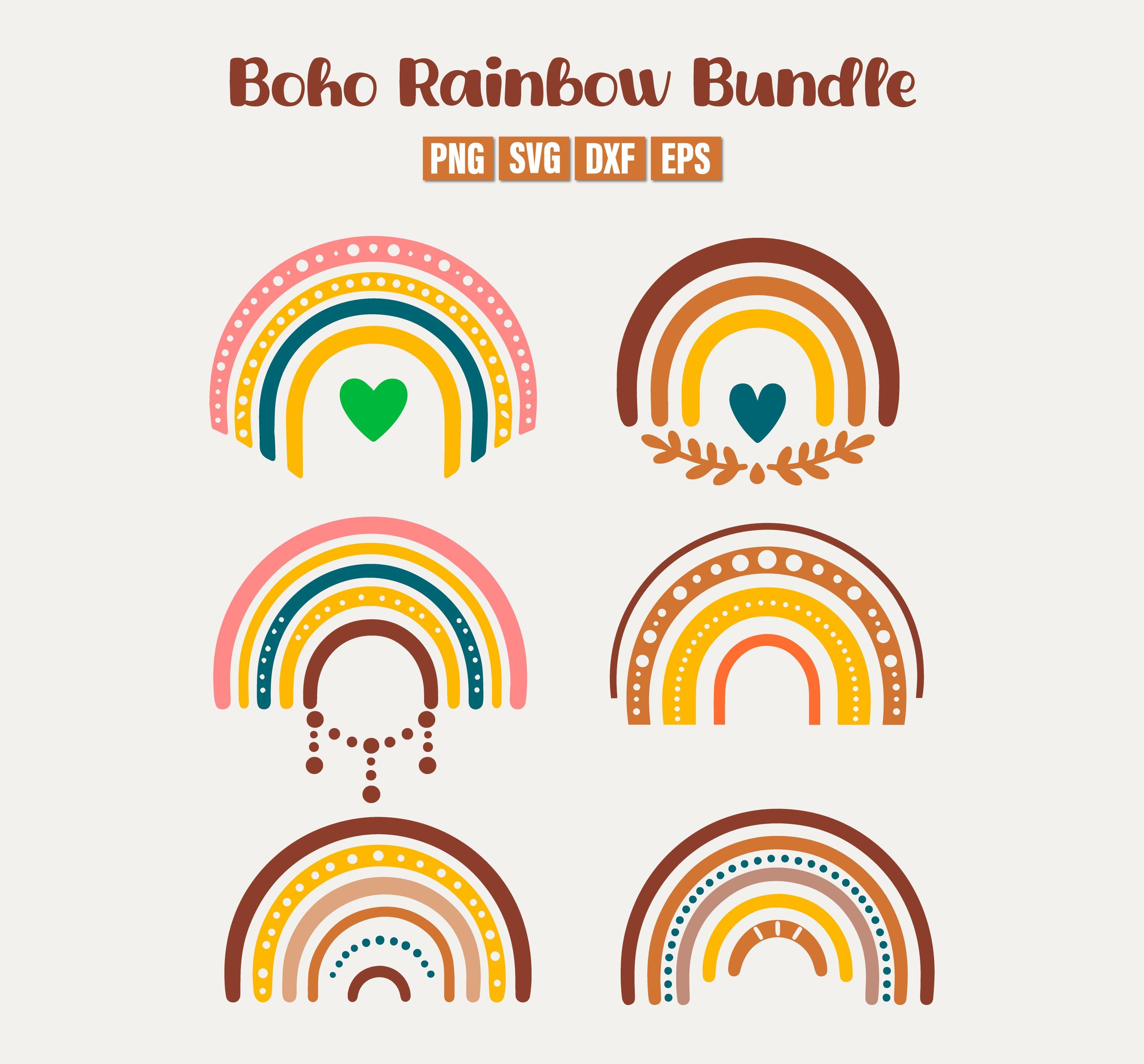 Boho Rainbow Svg, Cute Rainbow Svg, Boho Rainbow Png, Boho Rainbow With ...