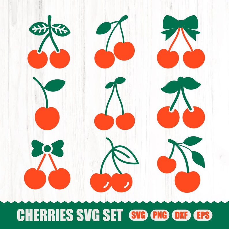 Cherries Svg, Cherries Png, Cherry Clipart, Cherry Svg, Cherry Bows SVG ...