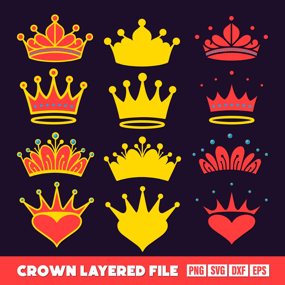 Crown Layered Svg, Royal Crown Svg, Crown Svg, Crown Png, Crown Cut ...