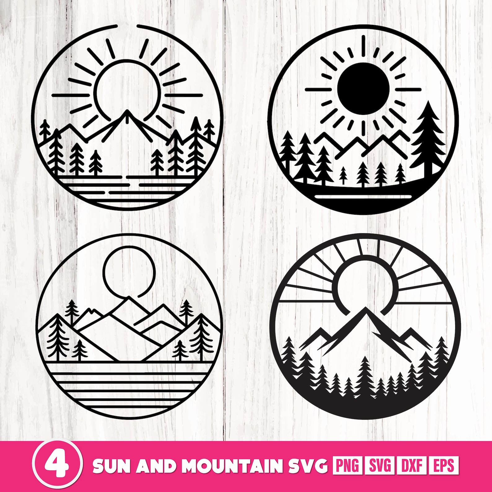 Mountain Svg Circle, Mountain Svg, Mountains Cut File, Mountain ...