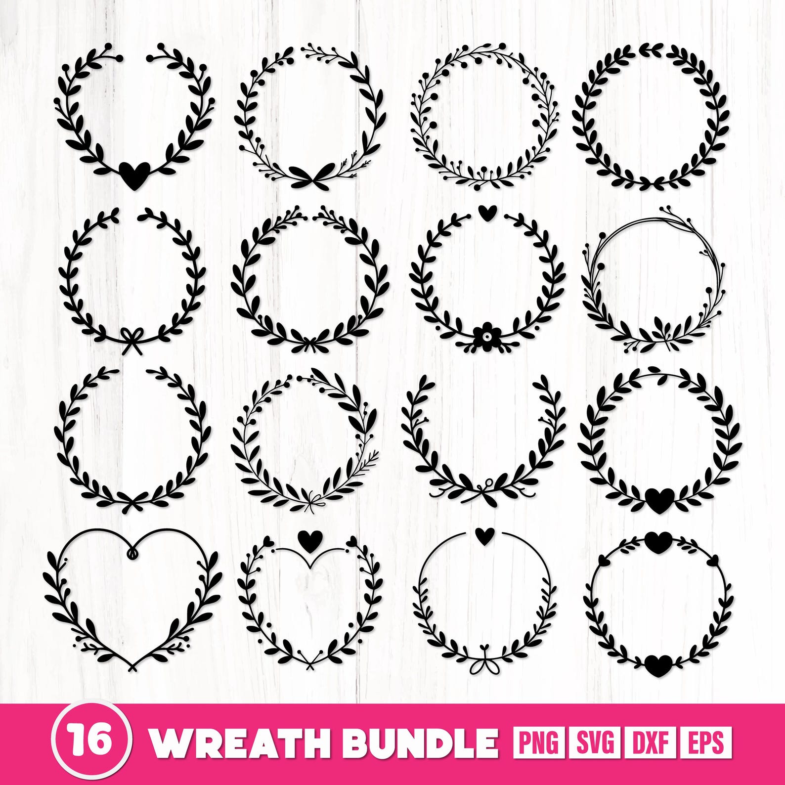 Wreath Svg Bundle, Wedding Wreath Svg, Circle Wreath Svg, Wreath Svg ...