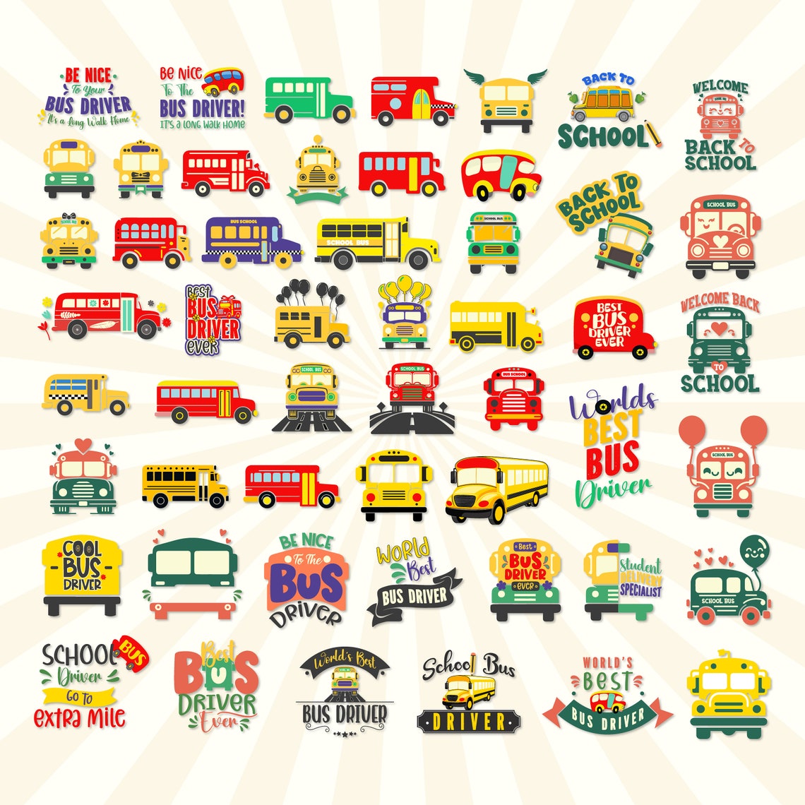 50 School Bus Svg Bundle, Layered Bus Svg, School Bus Driver SVG, Bus ...