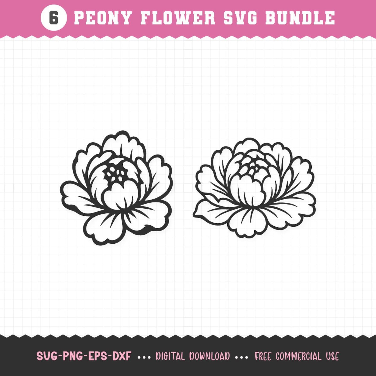 Peonies SVG, Peony SVG, Peony Flower SVG, Peony Png, Peony Cut File for ...