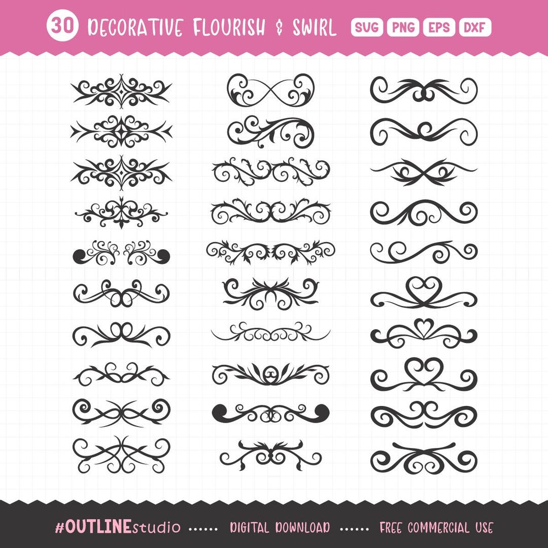 Swirl SVG, Flourish SVG, Swoosh SVG, Stroke Svg, Ornaments Svg ...