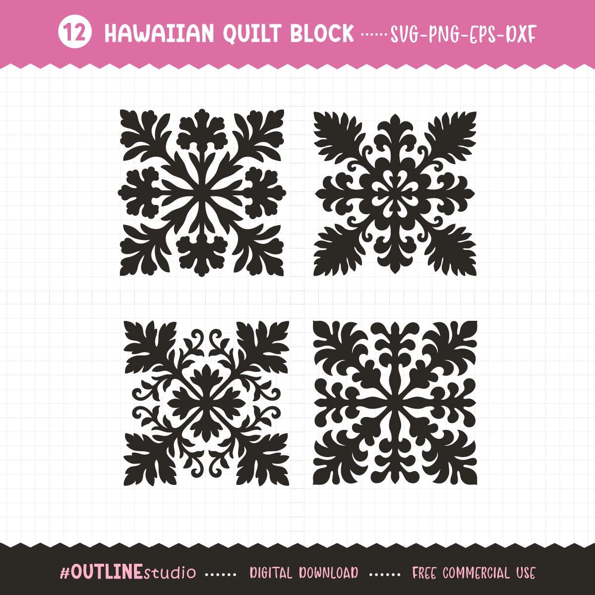 Hawaiian Quilt SVG, Hawaiian Quilt Block, Quilt Block SVG, Boho Quilt ...