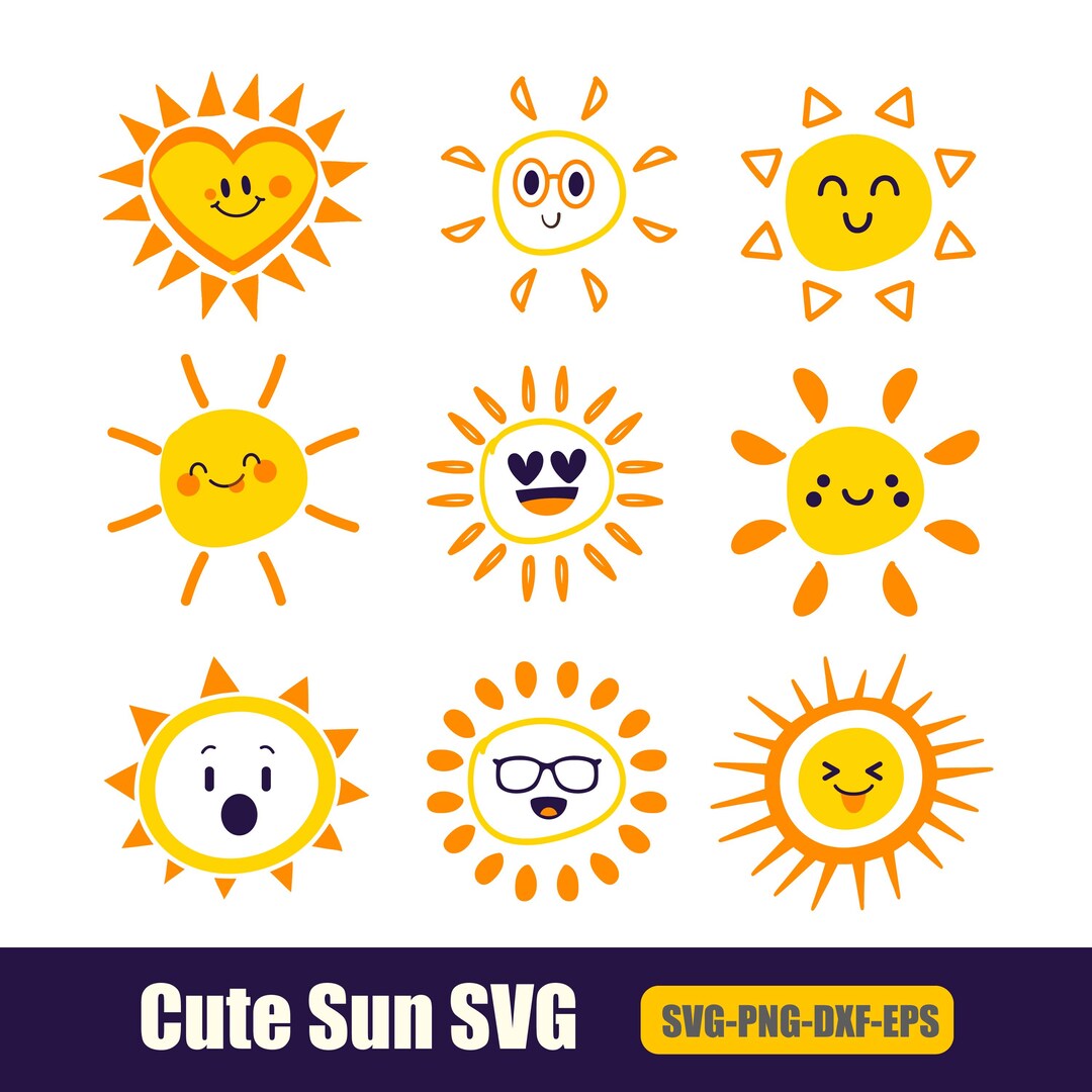 Cute Sun Clipart, Cute Sun Svg, Happy Cute Sun, Summer Smile Face, Sun ...