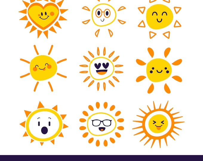 Cute Sun SVG. Cute Sun Png. Cute Sun Cut File. Cute Sun Clipart. Happy ...