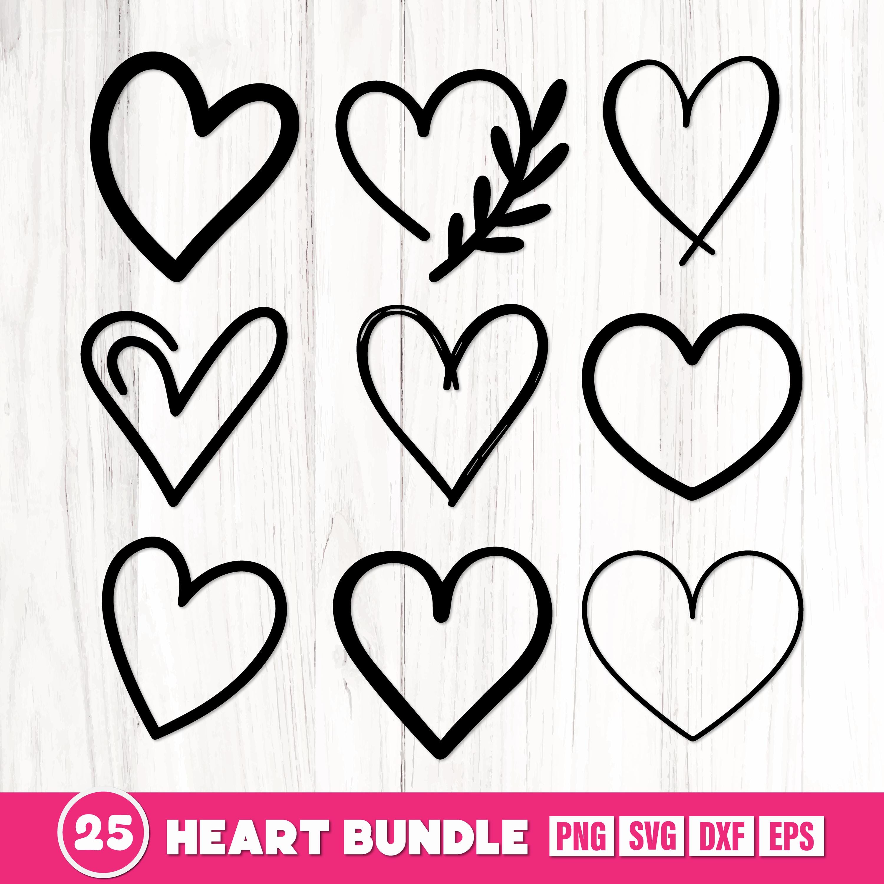 Hand Drawn Heart Svg, Heart Shape Svg, Heart Bundle Svg, Heart Outline ...
