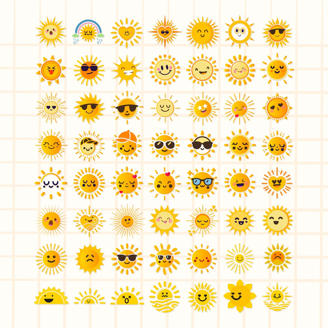 Cute Sun Clipart, Cute Sun Svg, Happy Cute Sun, Summer Smile Face, Sun ...