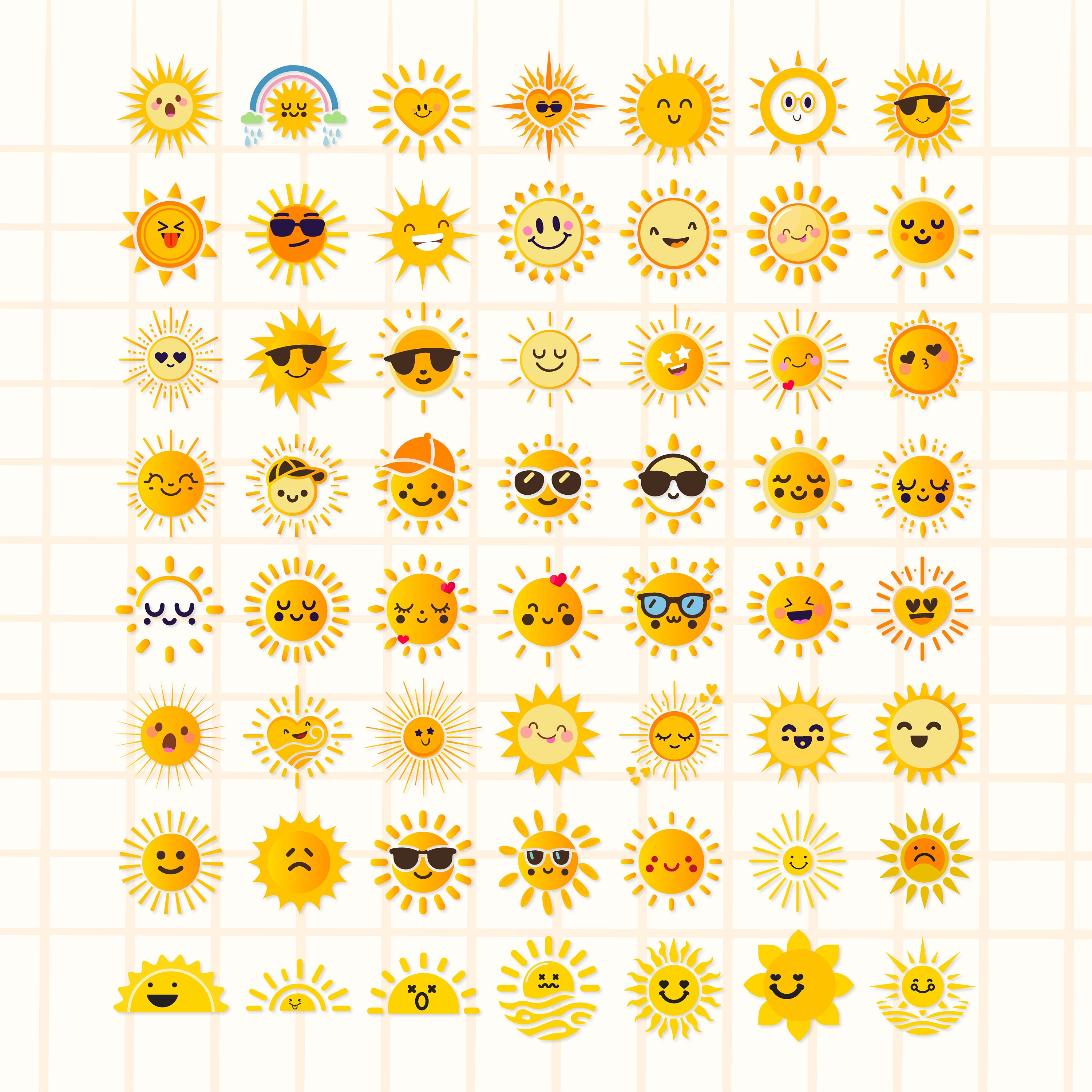 Cute Sun Clipart, Cute Sun Svg, Happy Cute Sun, Summer Smile Face, Sun ...