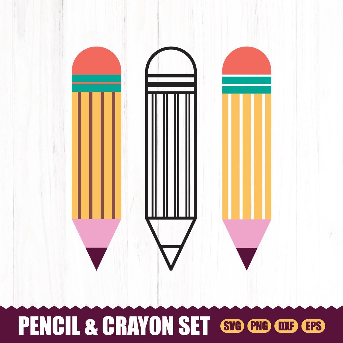 Pencil SVG Bundle, Crayon SVG Bundle, Pencil Cut File, Pencil Clipart ...