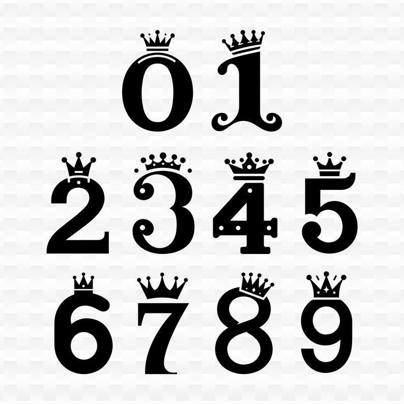 Numbers Svg, Numbers Png, Crown Numbers Svg, Numbers Cut File, Birthday ...