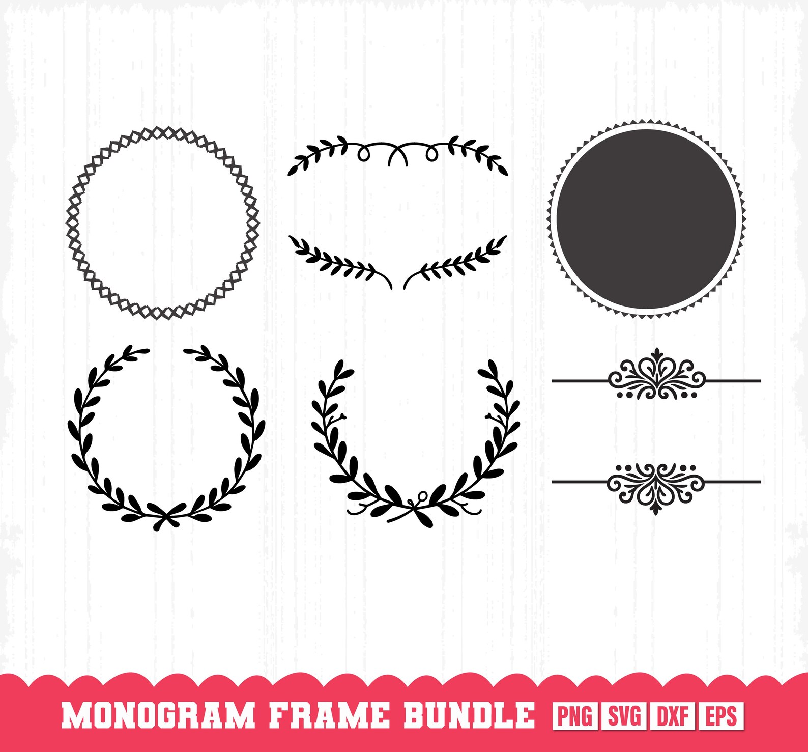 Monogram Frames Svg, Frame Svg Bundle, Wedding Frame Svg, Wedding ...
