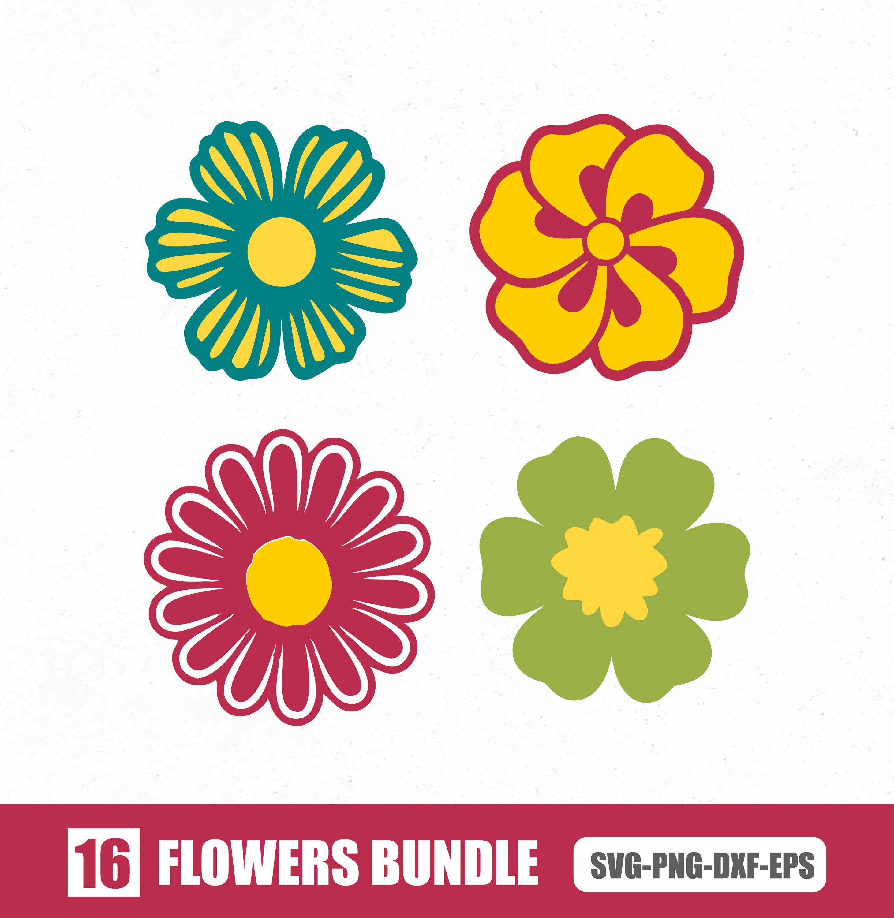 Retro Flower SVG Bundle, Floral Clipart (digital Download) - Etsy