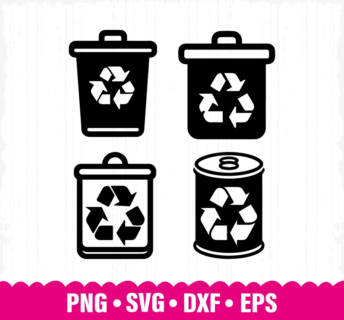 Recycle Symbol & Trash Can Design Bundle, Cricut Cut File (svg, Png ...